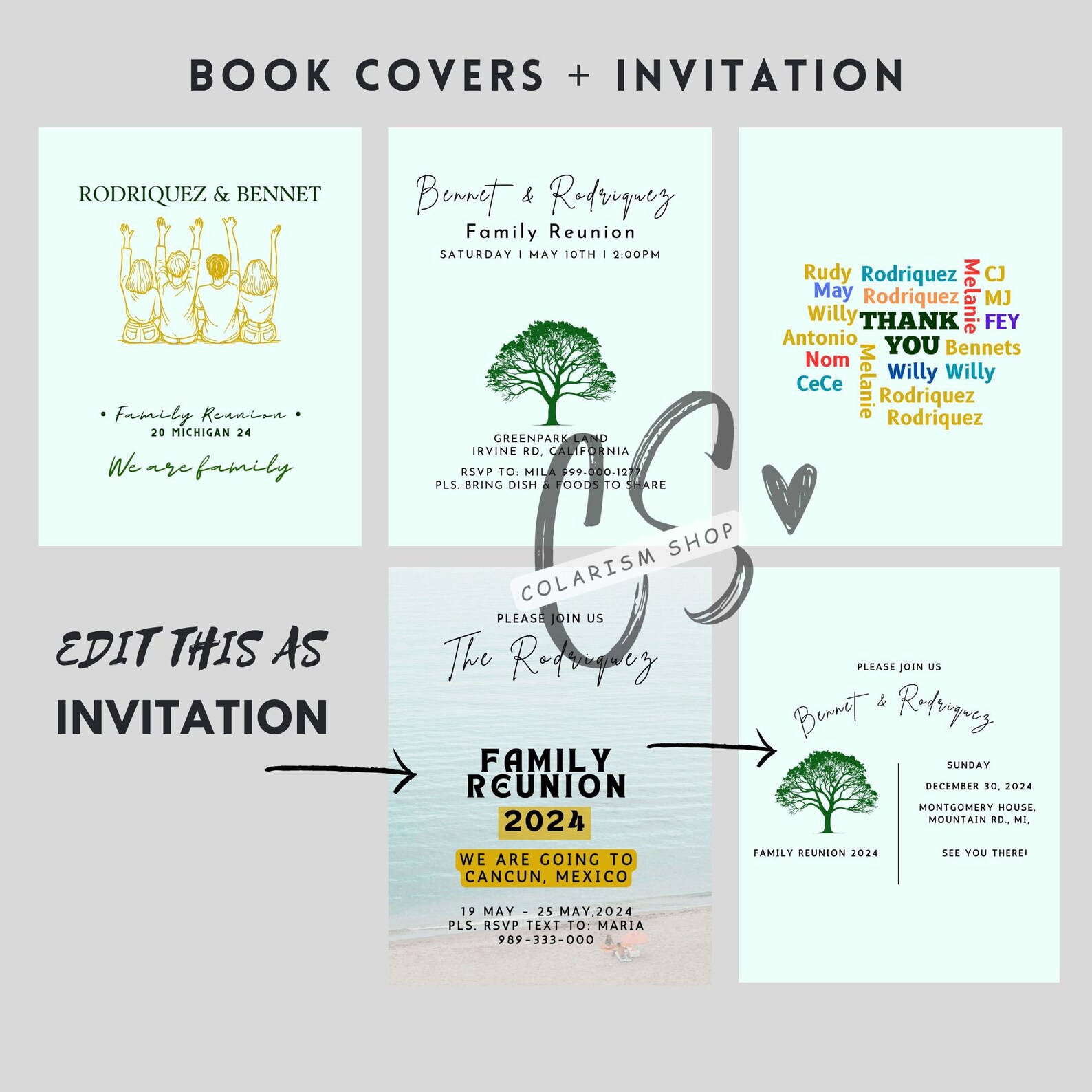 Family Reunion Book Template Family Reunion Memories Record Book DIY ...