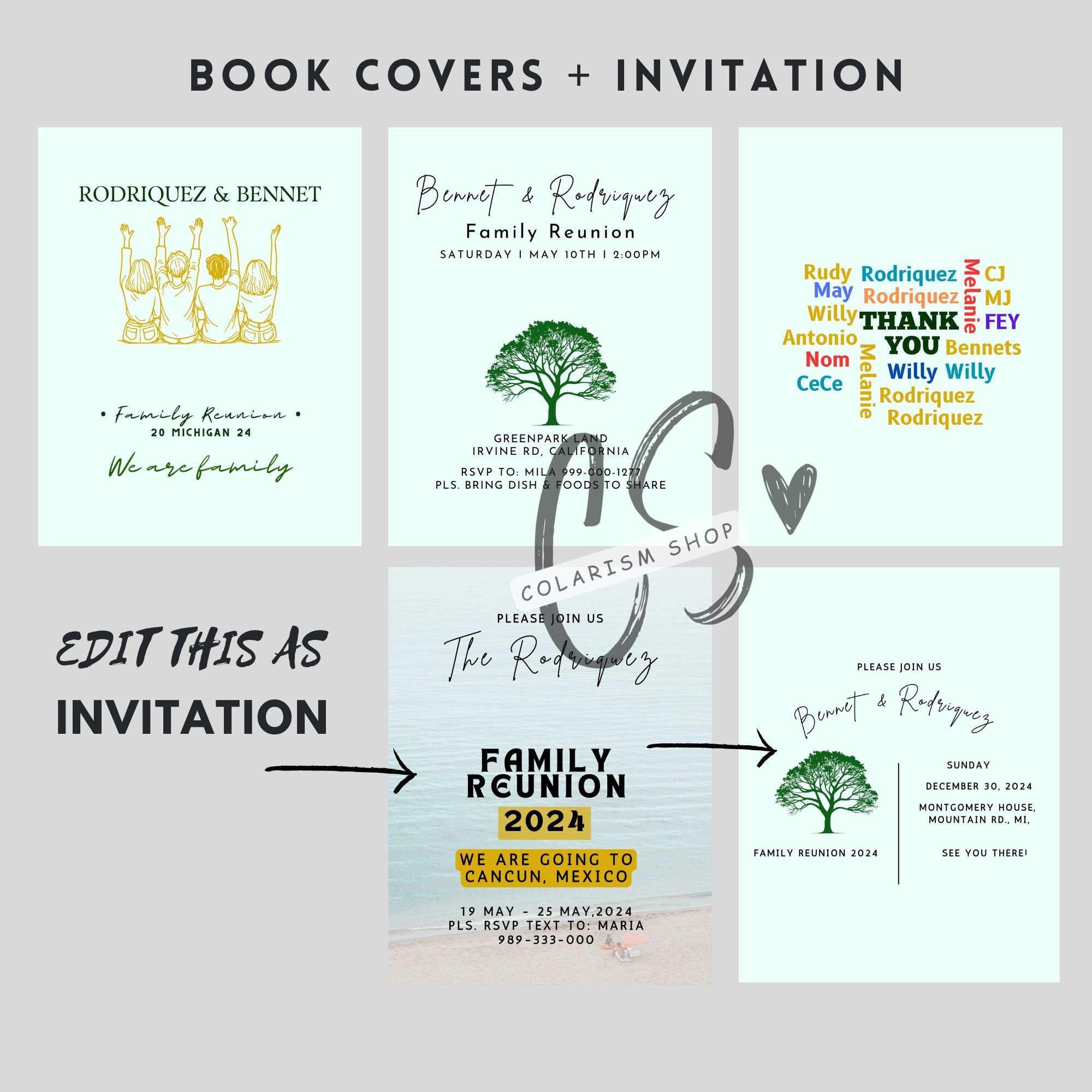 Family Reunion Book Template Family Reunion Memories Record Book DIY ...