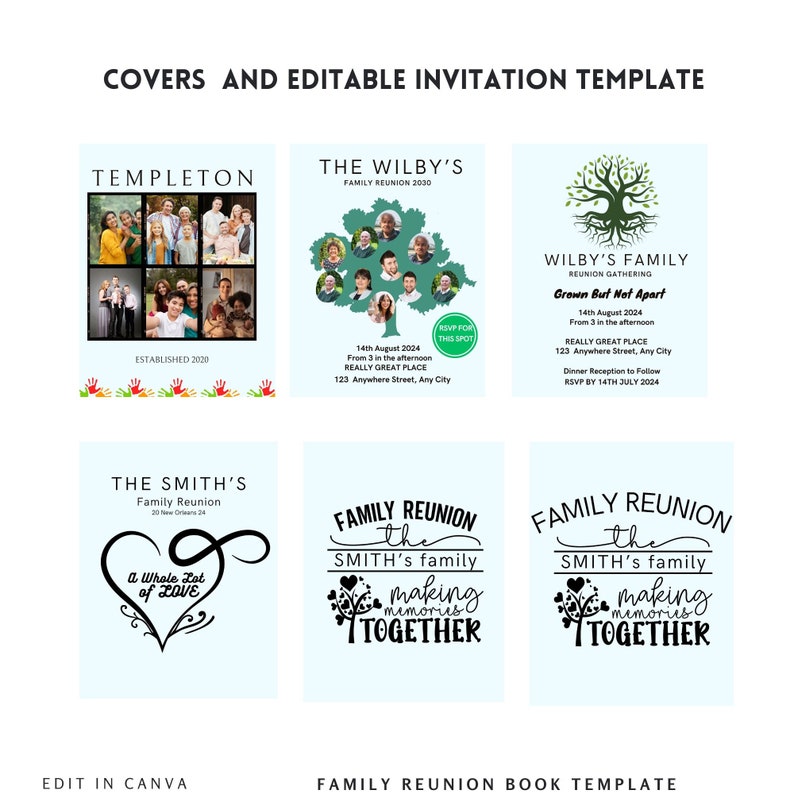 Family Reunion Booklet Template Family Reunion Memories Record Book DIY ...