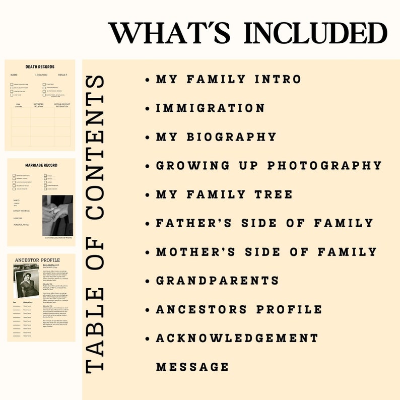 Single Person Family Ancestry Book Template Family History Record DIY ...