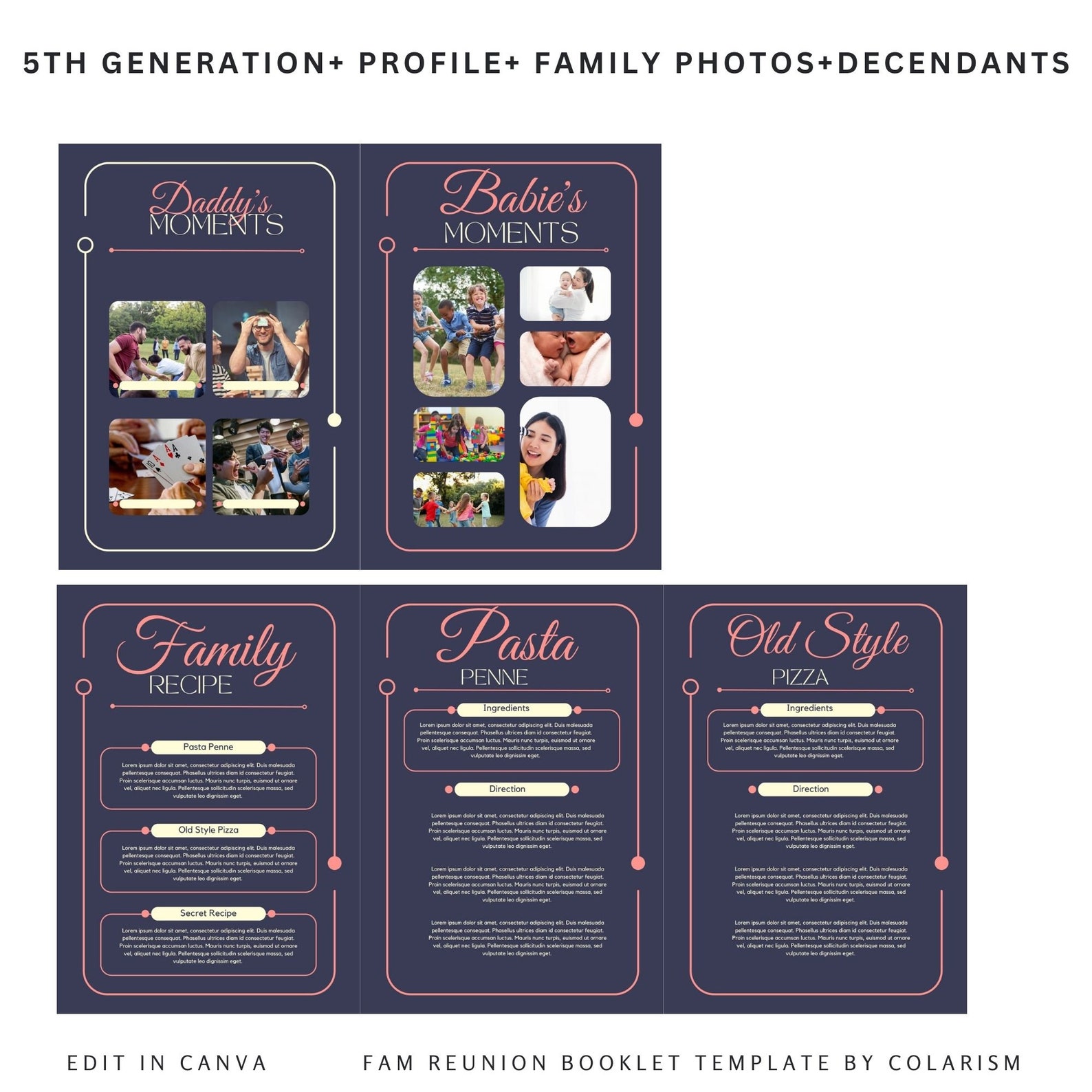 Family Reunion Booklet Template Family Reunion Memories Record Book DIY ...