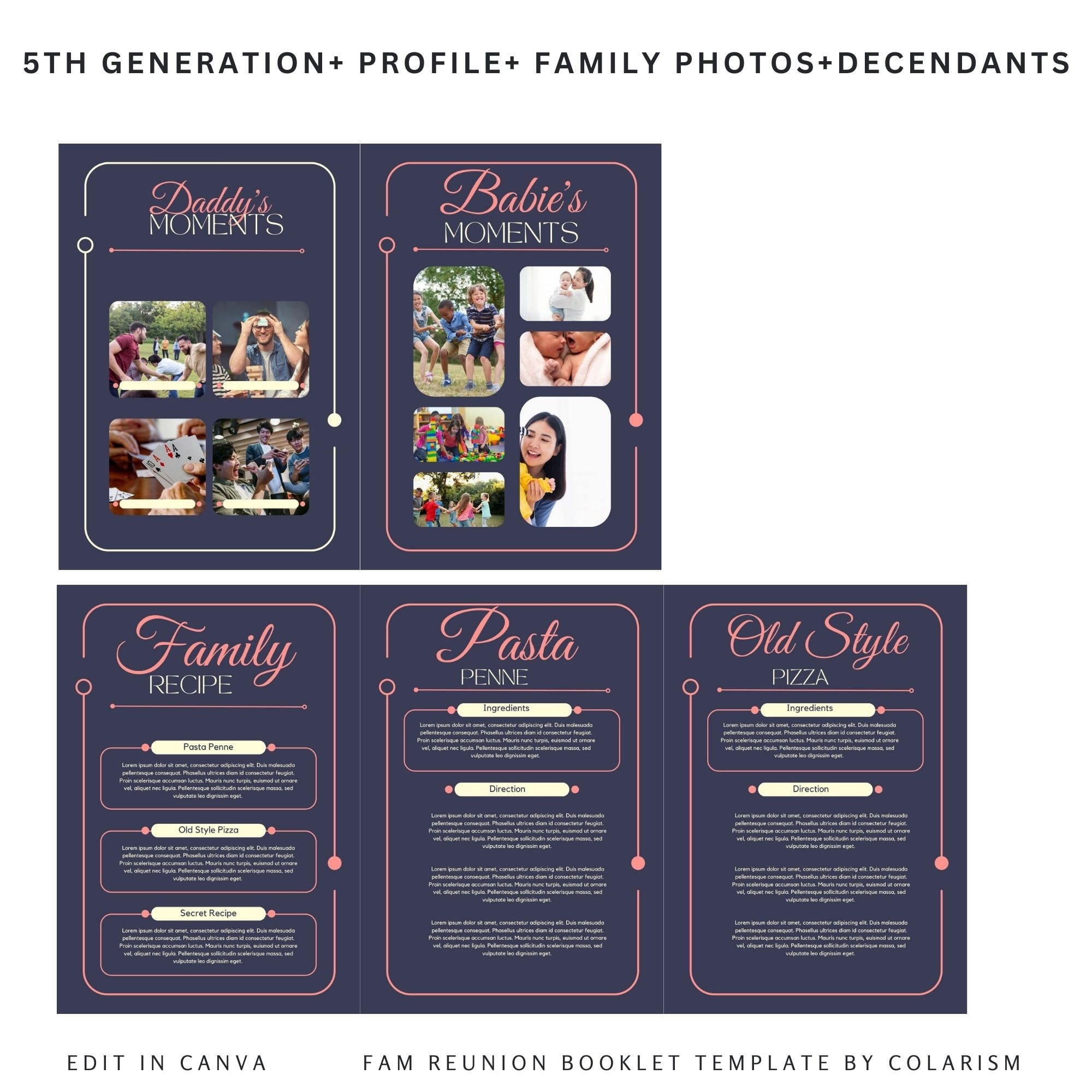 Family Reunion Booklet Template Family Reunion Memories Record Book DIY ...
