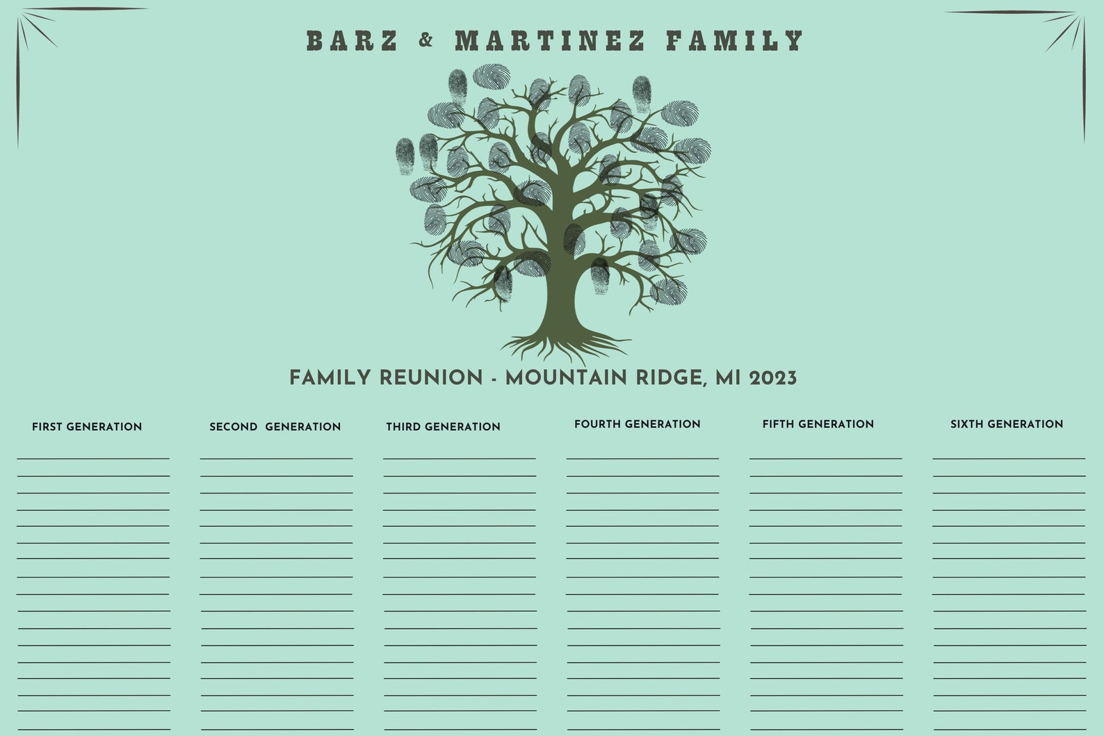 Family Reunion Guest Sign in Sheets Printable Reunion Guestbook With ...