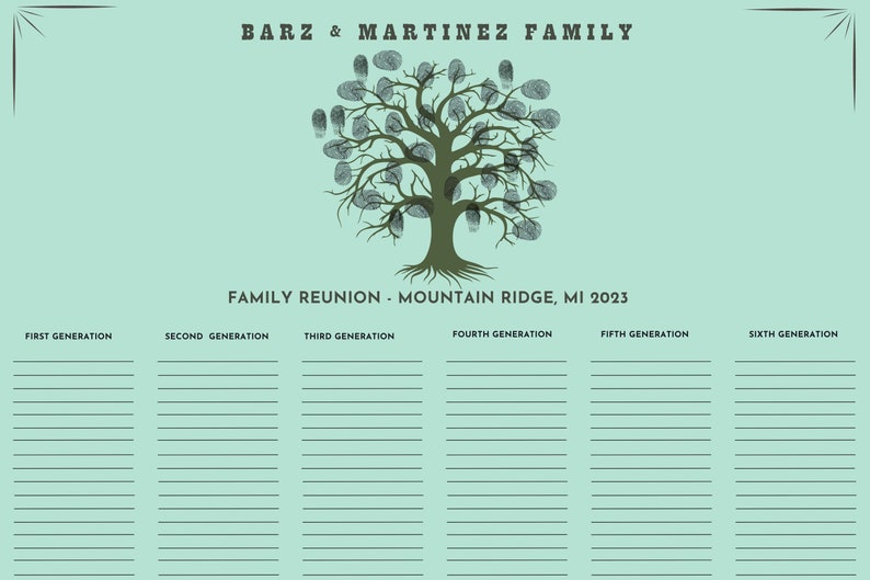 Family Reunion Guest Sign in Sheets Printable Reunion Guestbook With ...