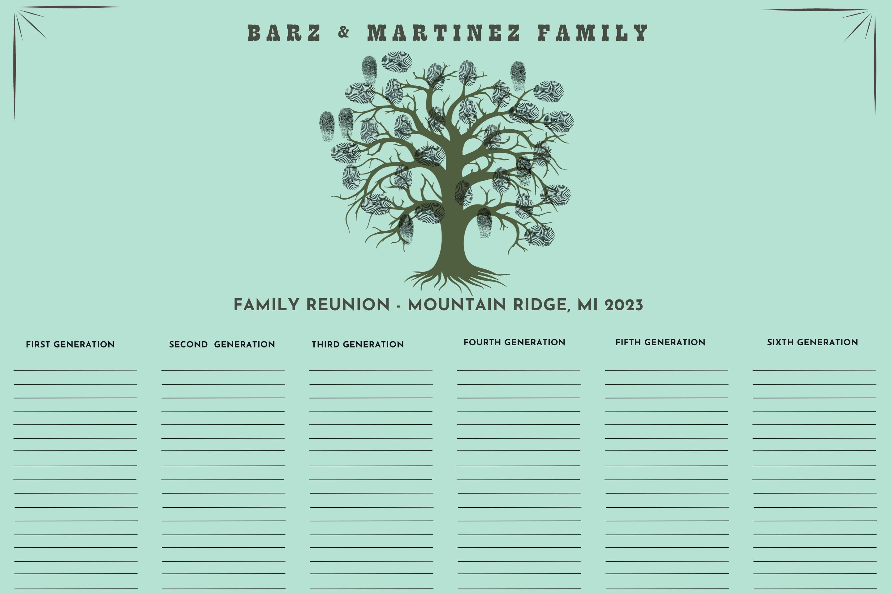 Family Reunion Guest Sign in Sheets Printable Reunion Guestbook With ...