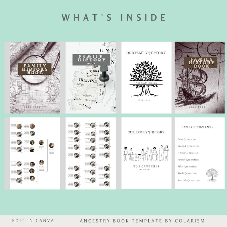 Family Ancestry Book Template Family History Record Sheet Ancestor Book ...