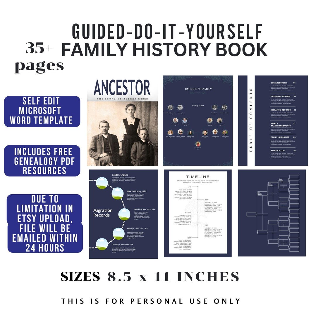 Microsoft Word Family Tree Template Genealogy Research Planner Ancestry ...