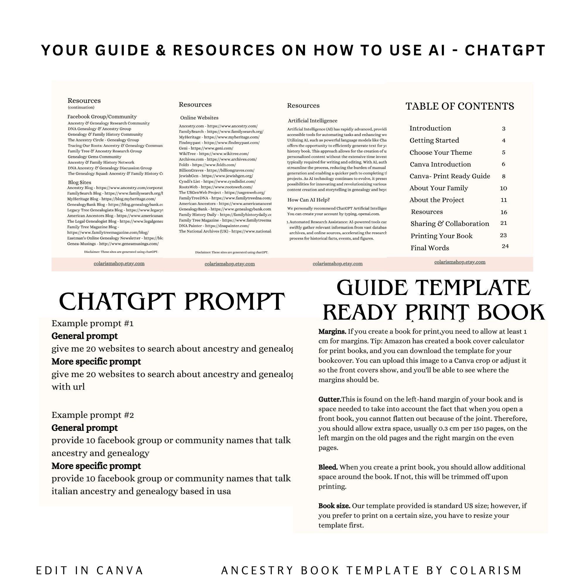 Family Ancestry Editable Book Template Family History Record Book ...