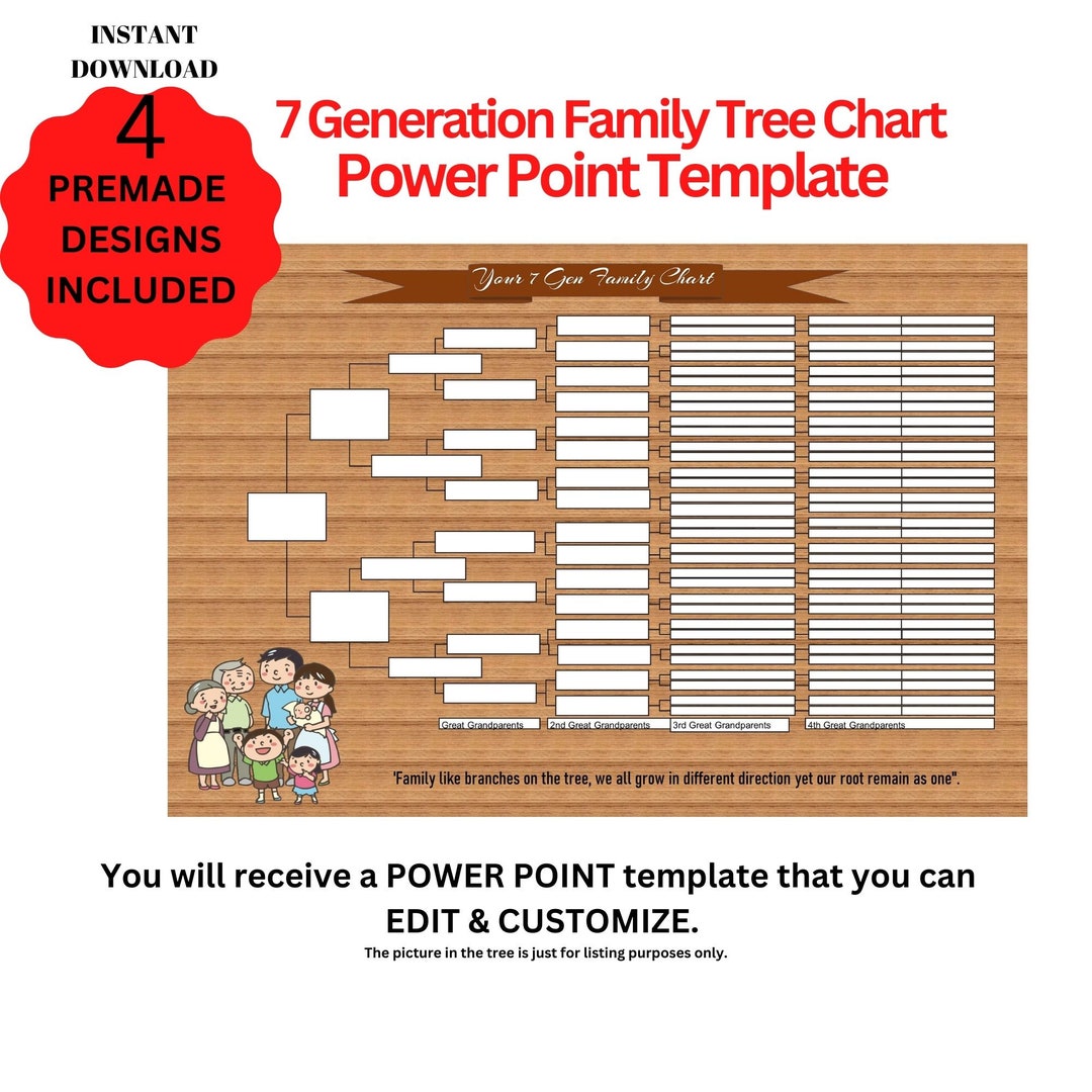 7 Generation Family Tree Powerpoint Template Family Custom Tree Family ...