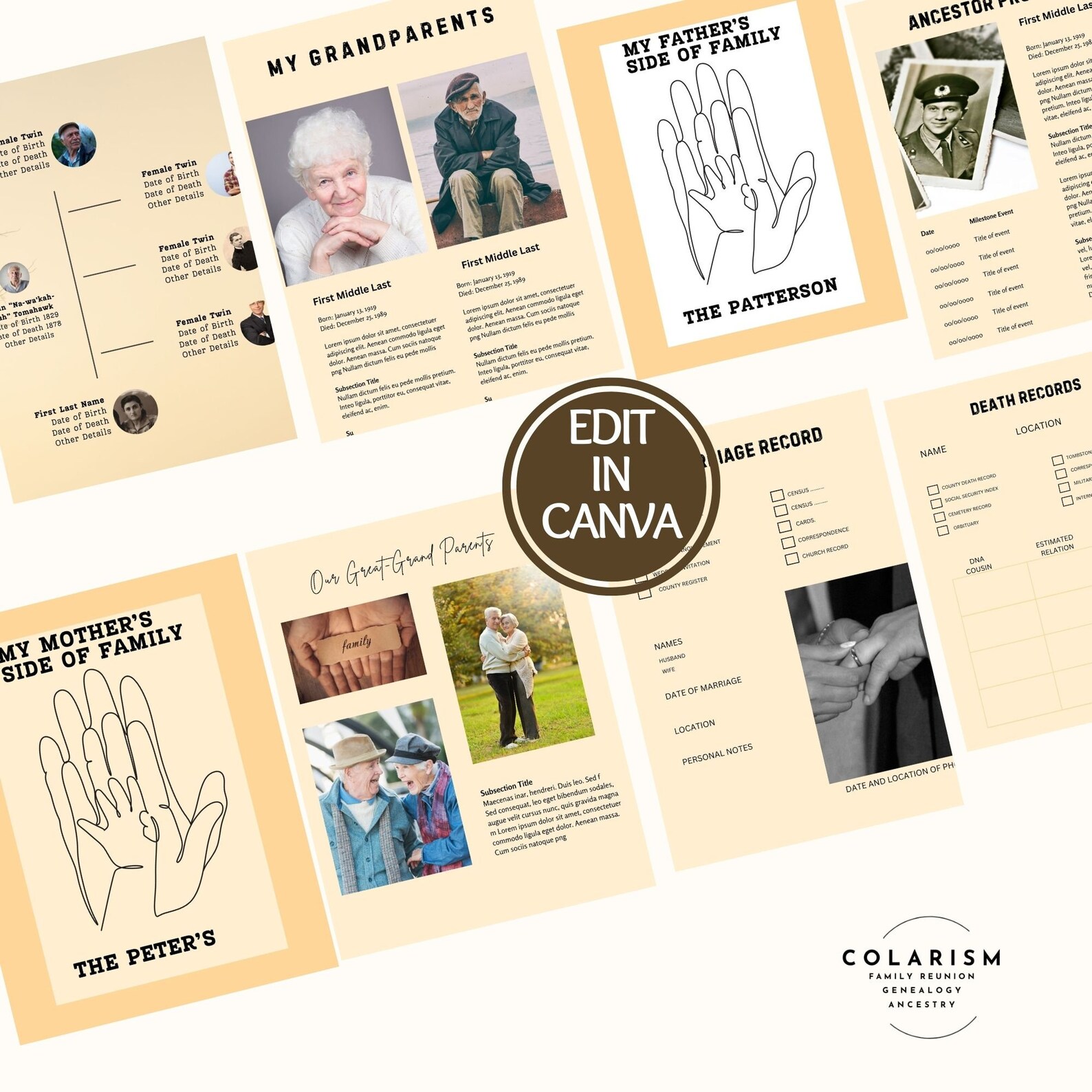 Single Person Family Ancestry Book Template Family History Record DIY ...