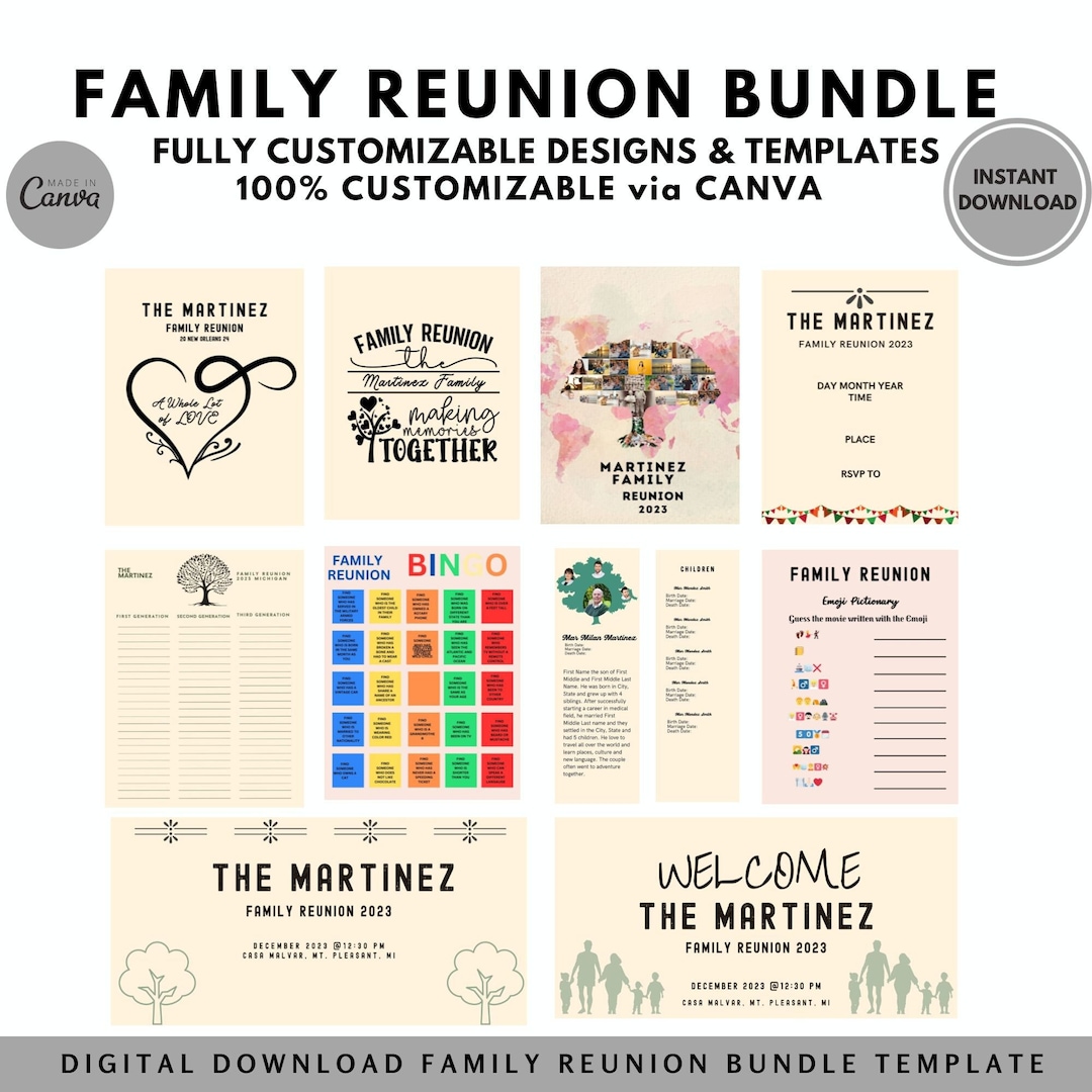 Family Reunion Bundle Template Family Reunion Memories Record Book DIY ...