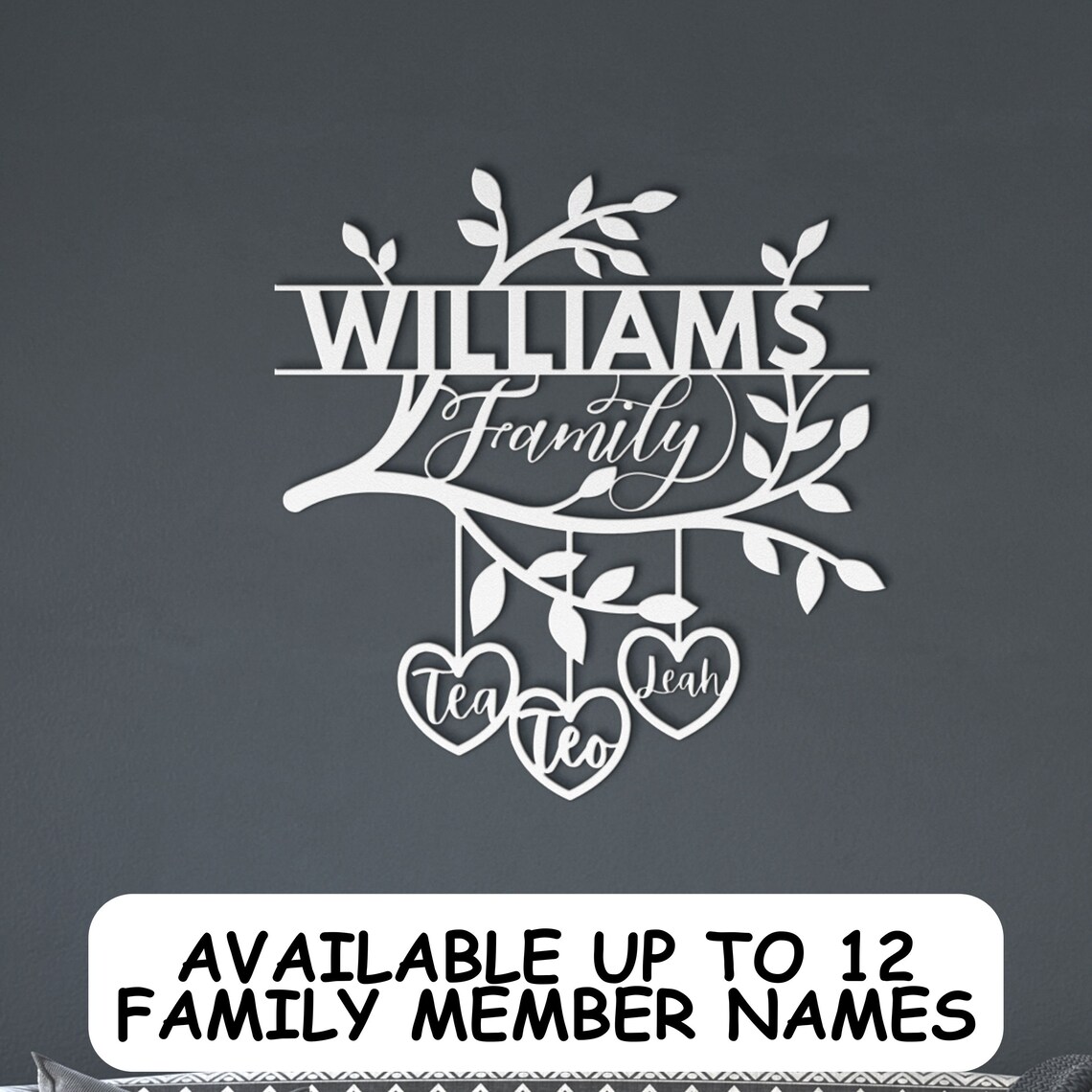 Custom Metal Family Tree Name Sign Wall Art Decor Gift for Housewarming ...