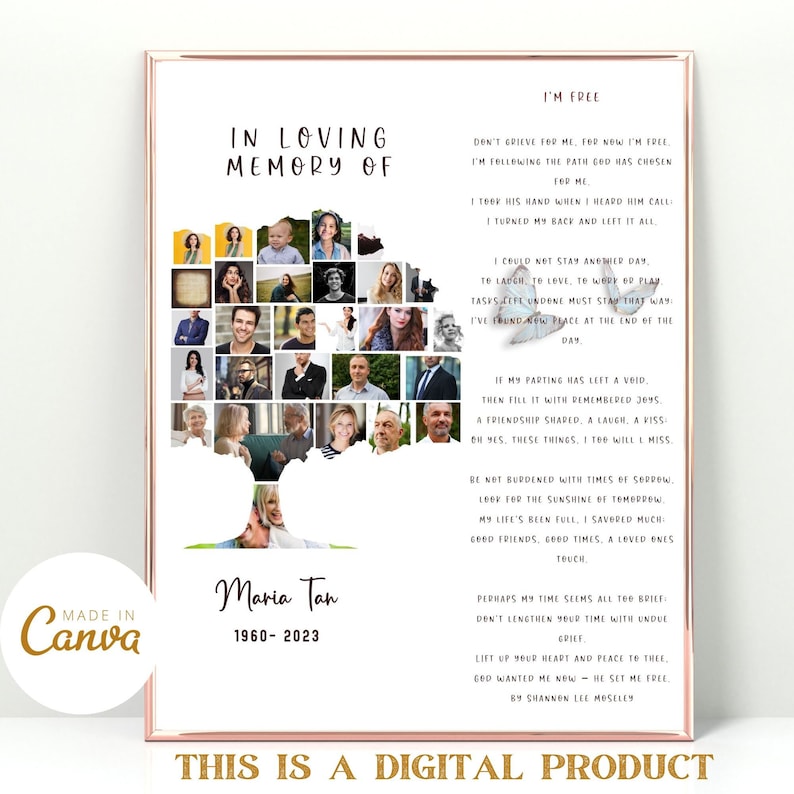 Editable Family Loss Memorial Gift Memorial Keepsake for Loss of Loved ...