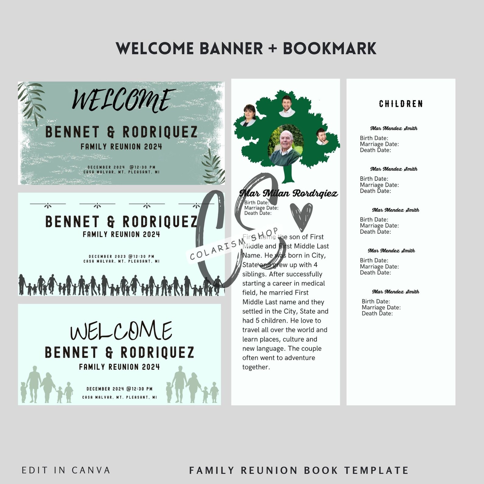 Family Reunion Book Template Family Reunion Memories Record Book DIY ...