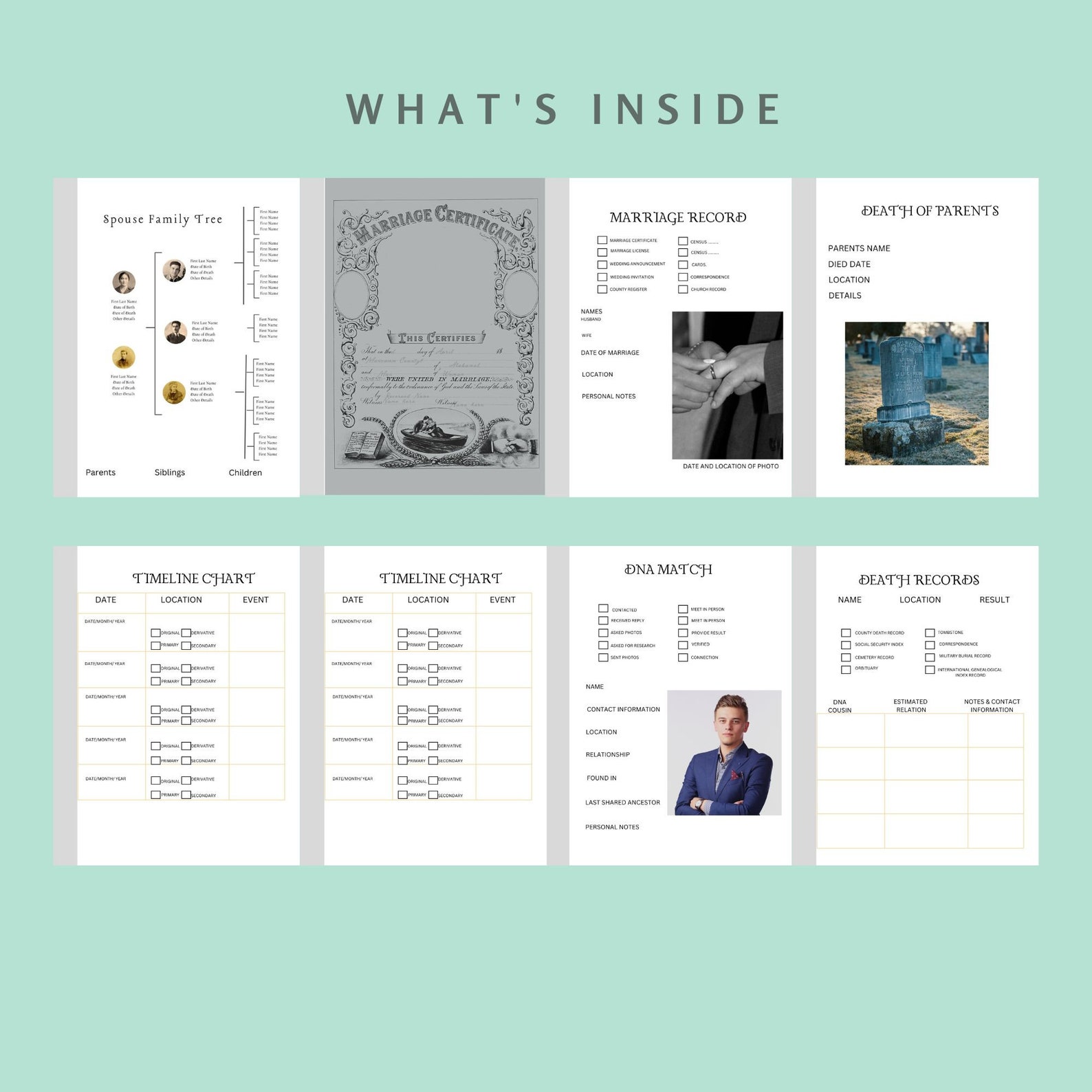 Family Ancestry Book Template Family History Record Sheet Ancestor Book ...