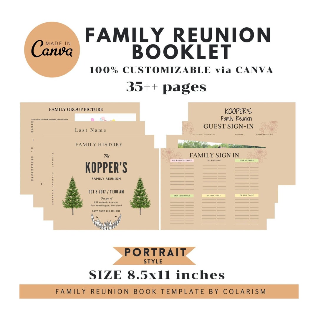 Family Reunion Booklet Template Family Reunion Memory Record Book ...
