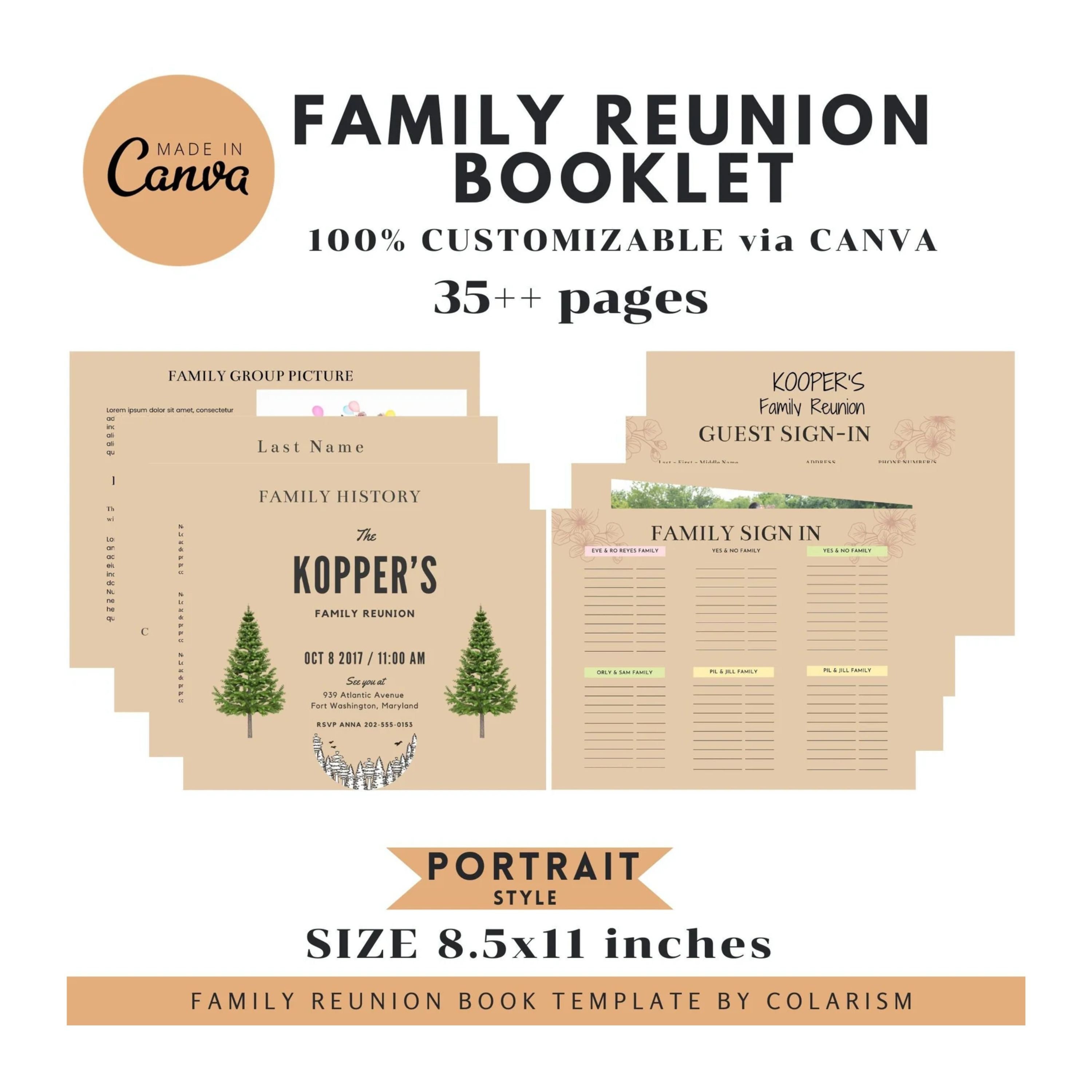 Family Reunion Booklet Template Family Reunion Memory Record Book ...