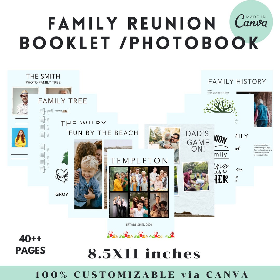 Family Reunion Booklet Template Family Reunion Memories Record Book DIY ...