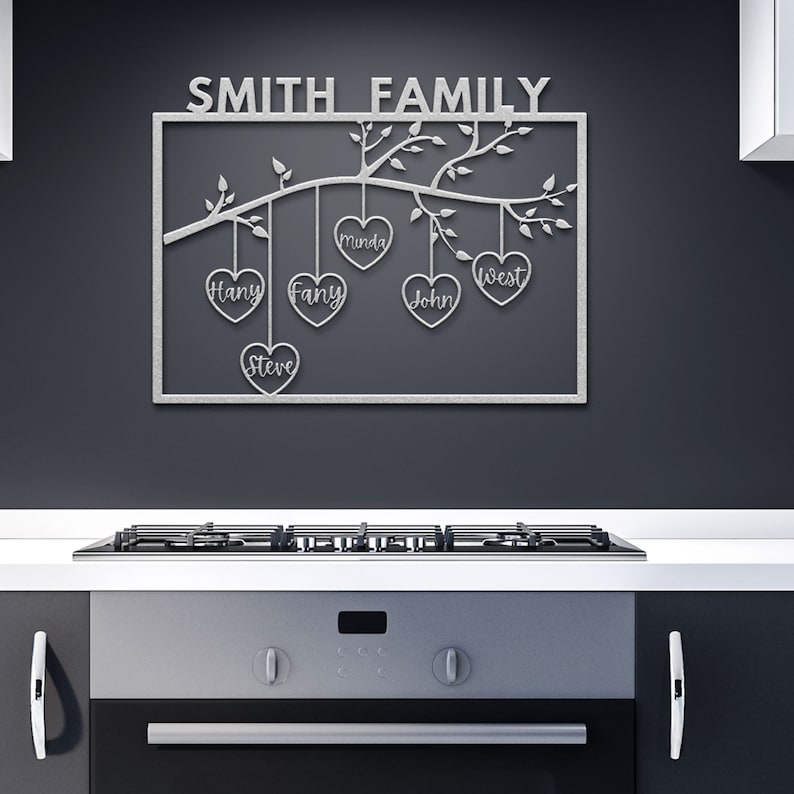 Custom Metal Family Tree Name Sign Wall Art Decor Gift for Housewarming ...