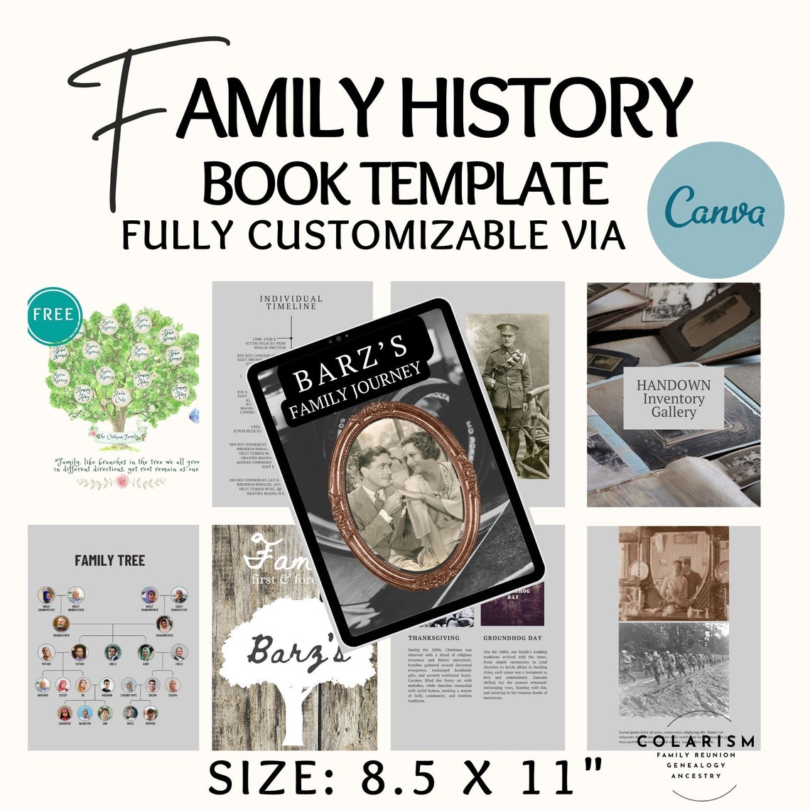 Family Ancestry Editable Book Template Family History Record Book ...