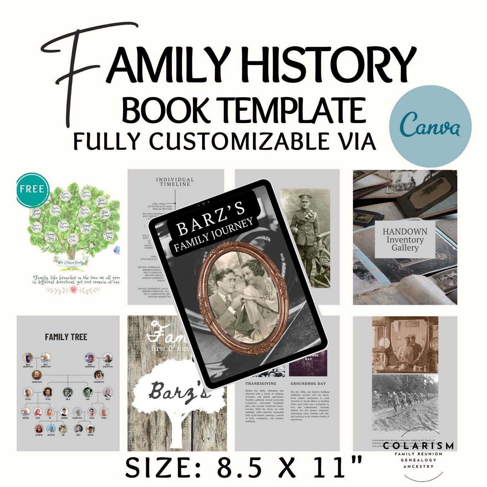Family Ancestry Editable Book Template Family History Record Book ...