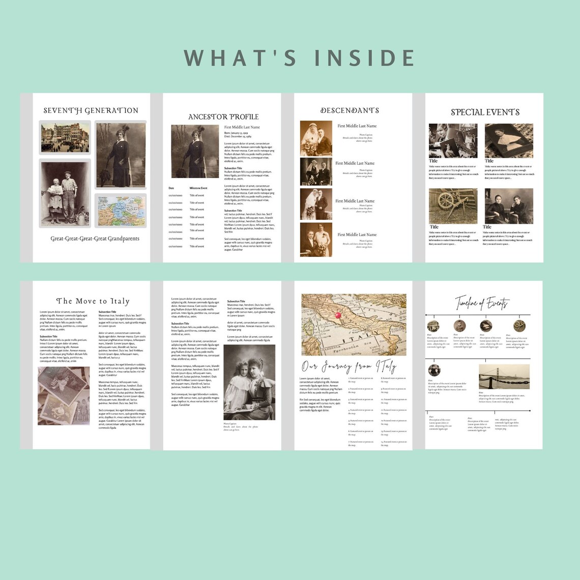 Family Ancestry Book Template Family History Record Sheet Ancestor Book ...