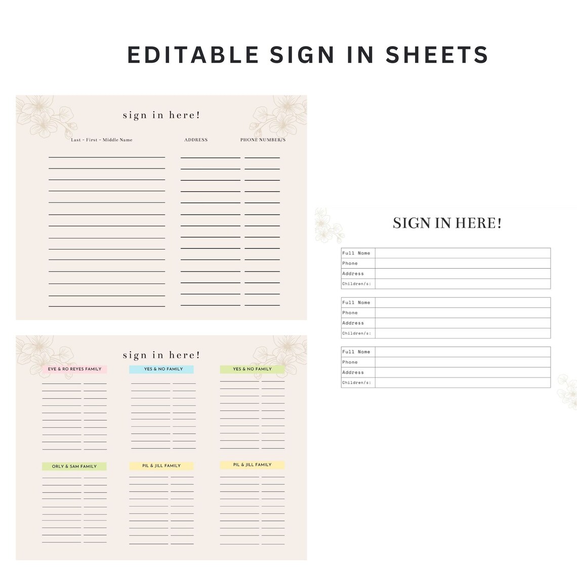 Editable Family Reunion Book Family Reunion Sign in Sheet Family ...