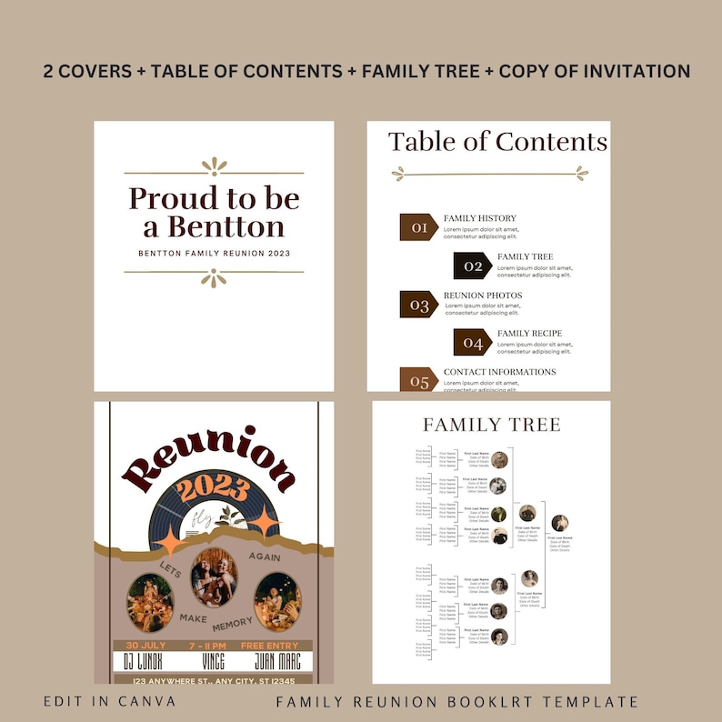 Family Reunion Booklet Template Canva Edit Family Reunion Program ...