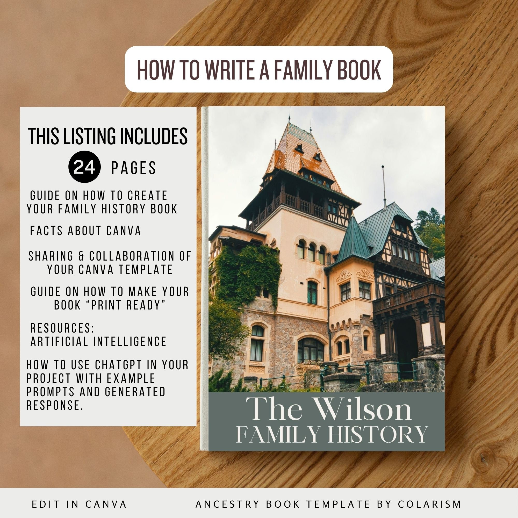 Family Ancestry Editable Book Template Family History Record Book ...