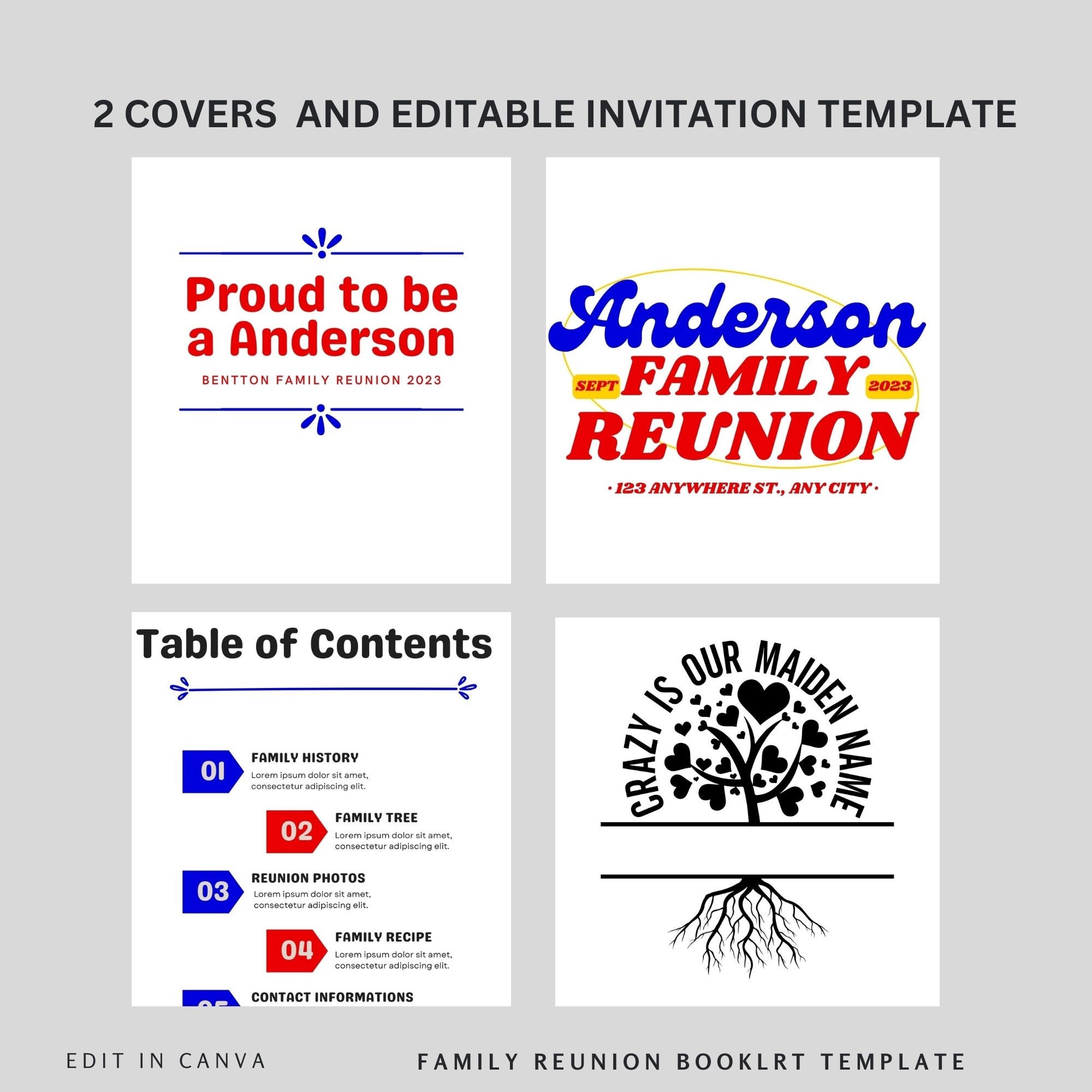 Editable Family Reunion Book Family History Book Family Reunion Sign ...