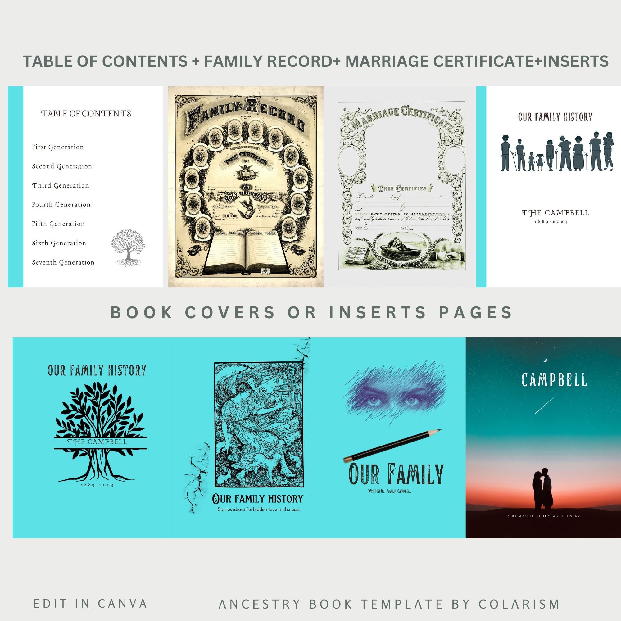 Family Generation History Book Ancestry Lineage Book Design History ...
