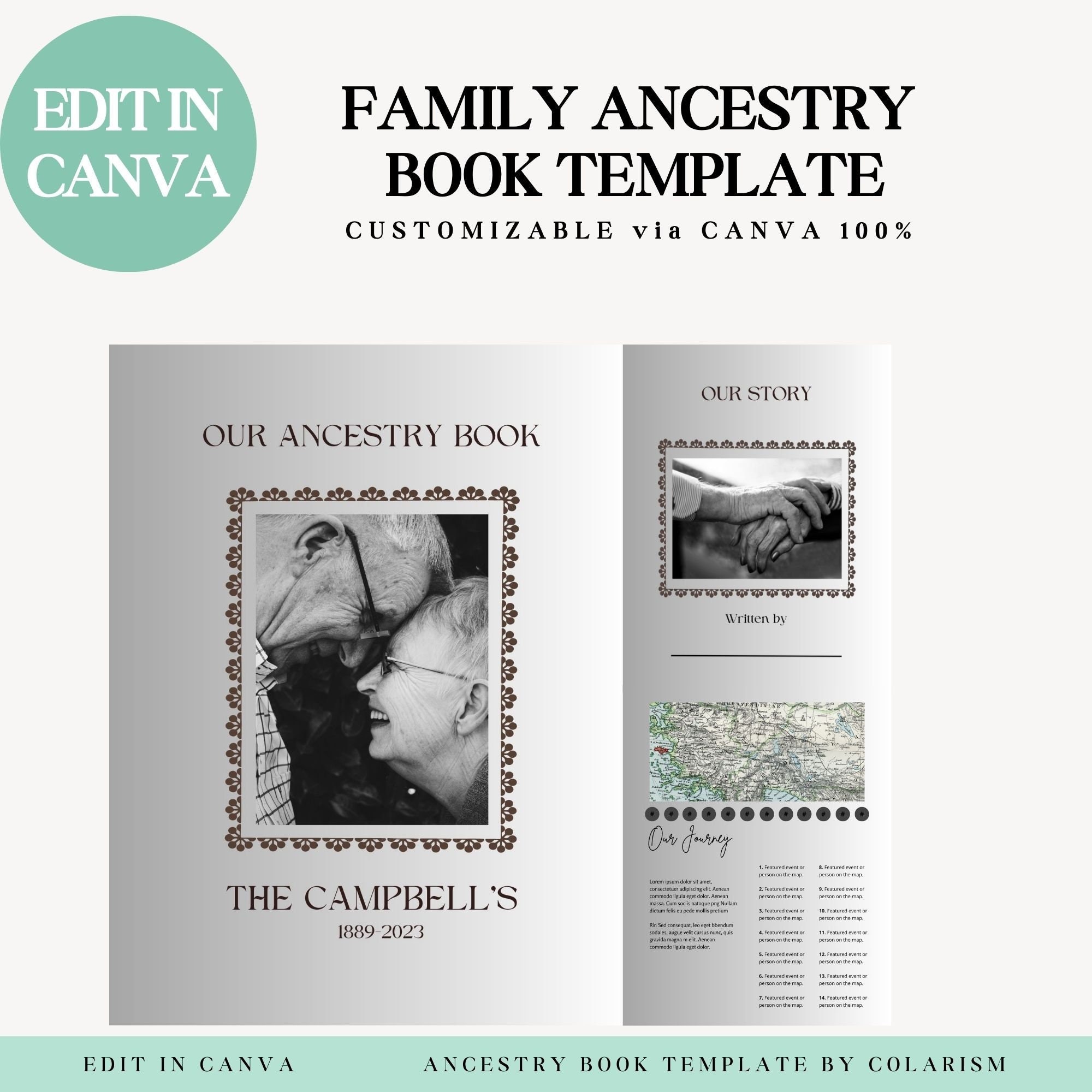 5 Generation Custom Family History Book Research for Family Ancestry ...
