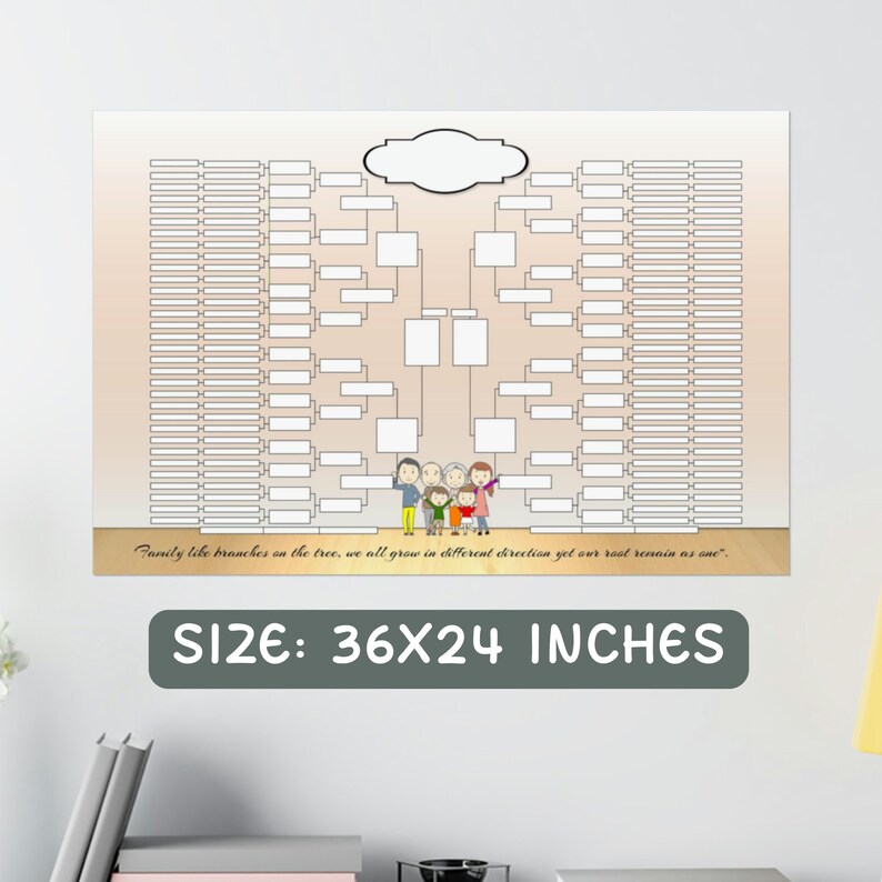 8 Generation Blank Family Tree Digital Print Family Tree Do-it-yourself ...
