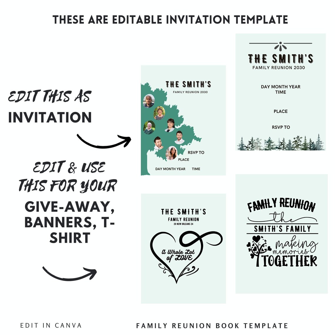 Family Reunion Booklet Template Family Reunion Memories Record Book DIY ...