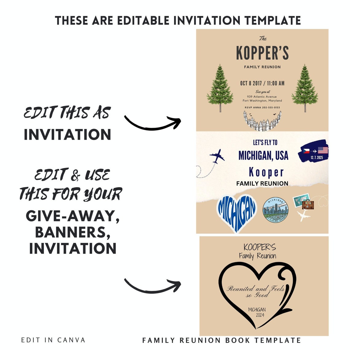 Family Reunion Booklet Template Family Reunion Memory Record Book ...