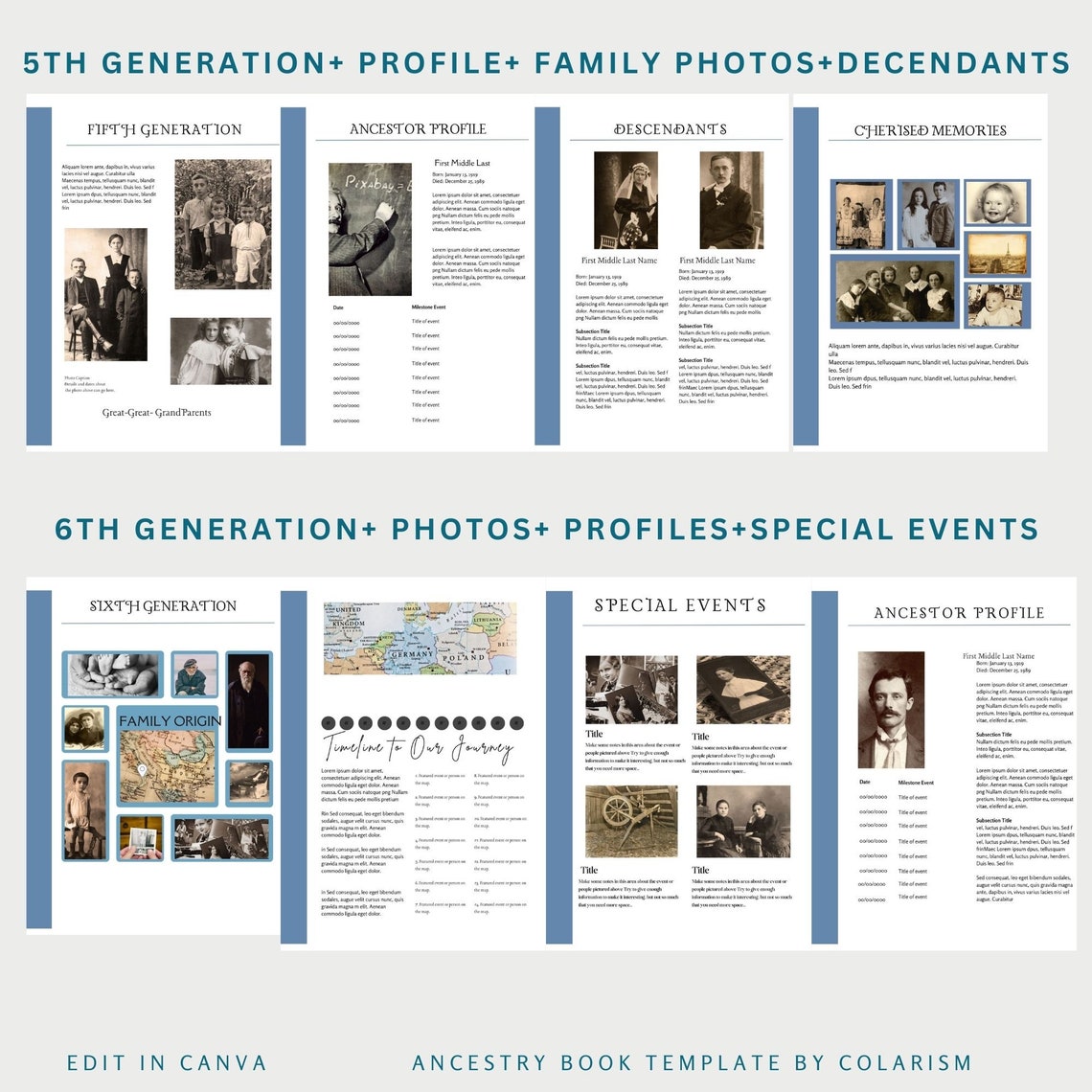 Personalized Ancestry Book Template Family History Book Genealogy ...