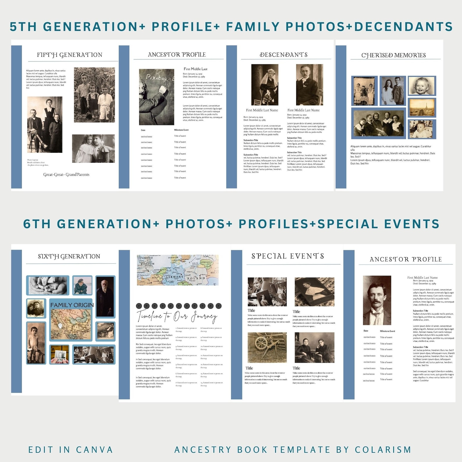 Personalized Ancestry Book Template Family History Book Genealogy ...