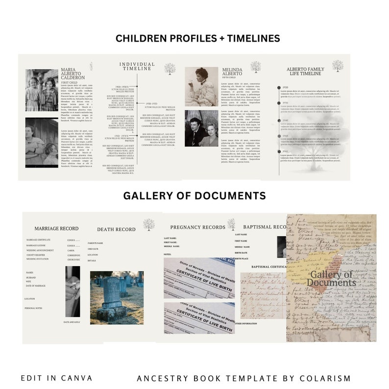 Family Ancestry Editable Book Template Family History Record Book ...