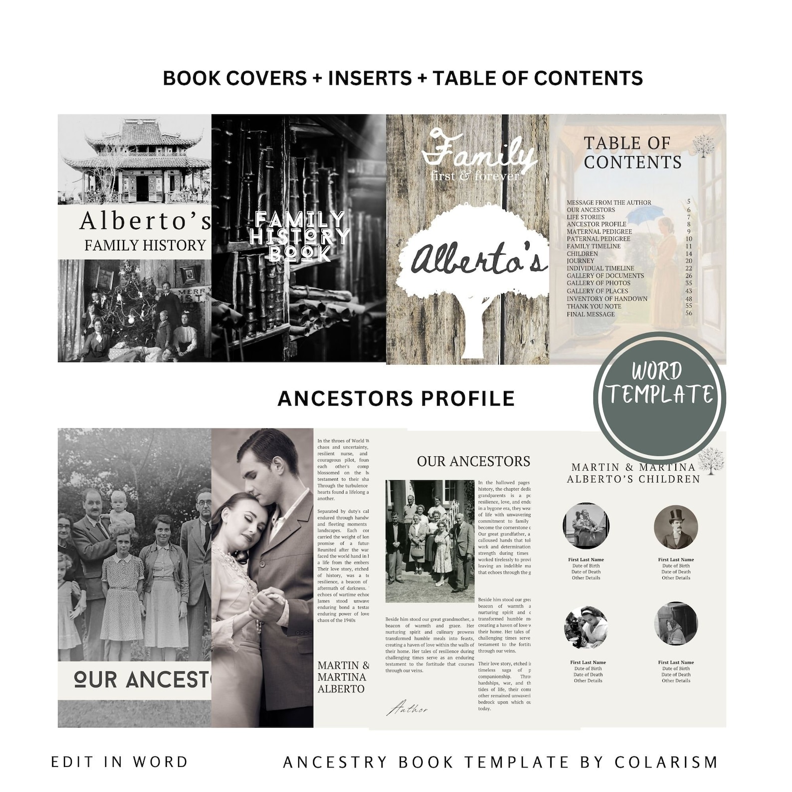 Microsoft Word Family Ancestry Book Profile Family History Book ...