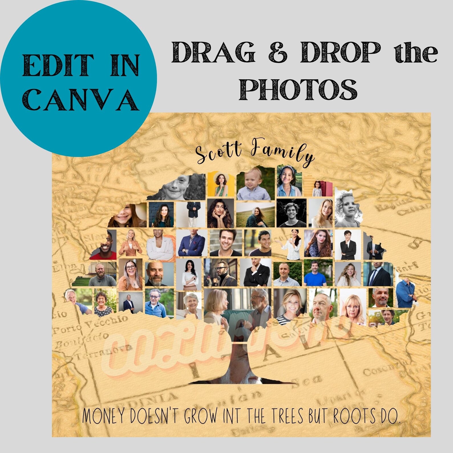 Genealogy Art Collage Family Tree Collage Family Tree Photo - Etsy