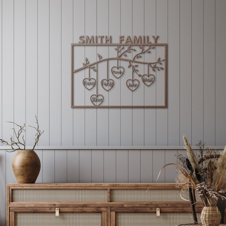 Custom Metal Family Tree Name Sign Wall Art Decor Gift for Housewarming ...