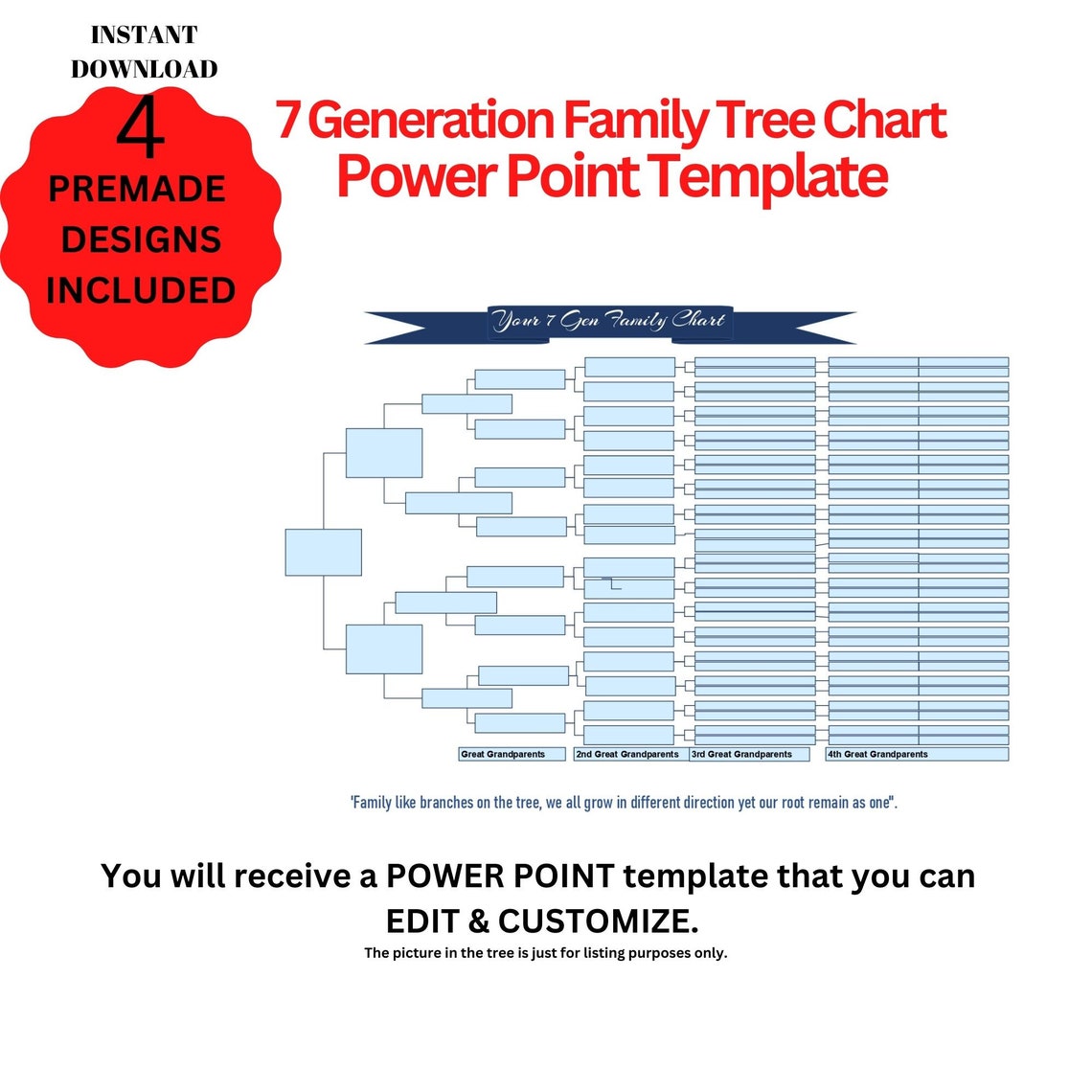 7 Generation Family Tree Powerpoint Template Family Custom Tree Family ...