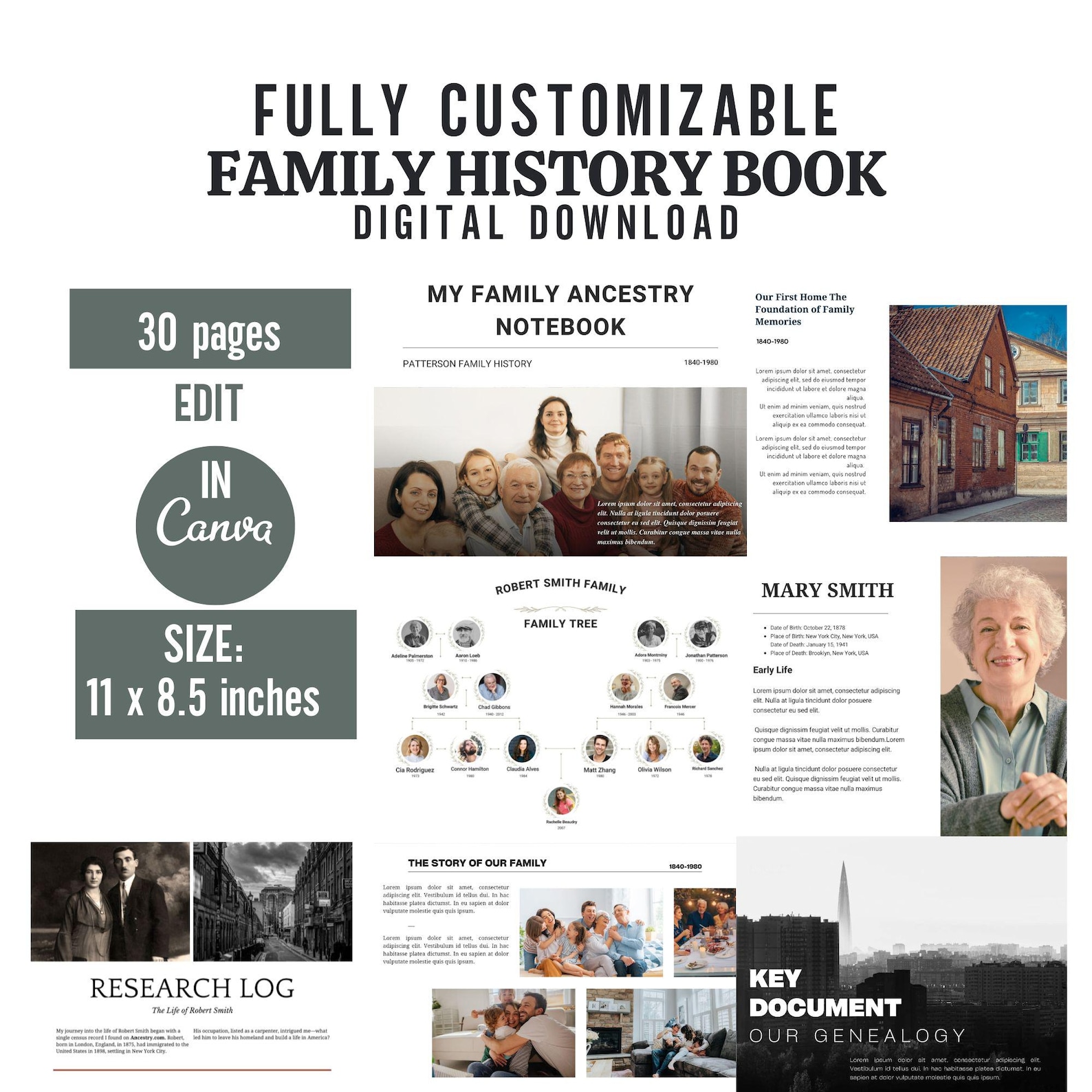Personalized Ancestry Book Template Family History Book Genealogy ...