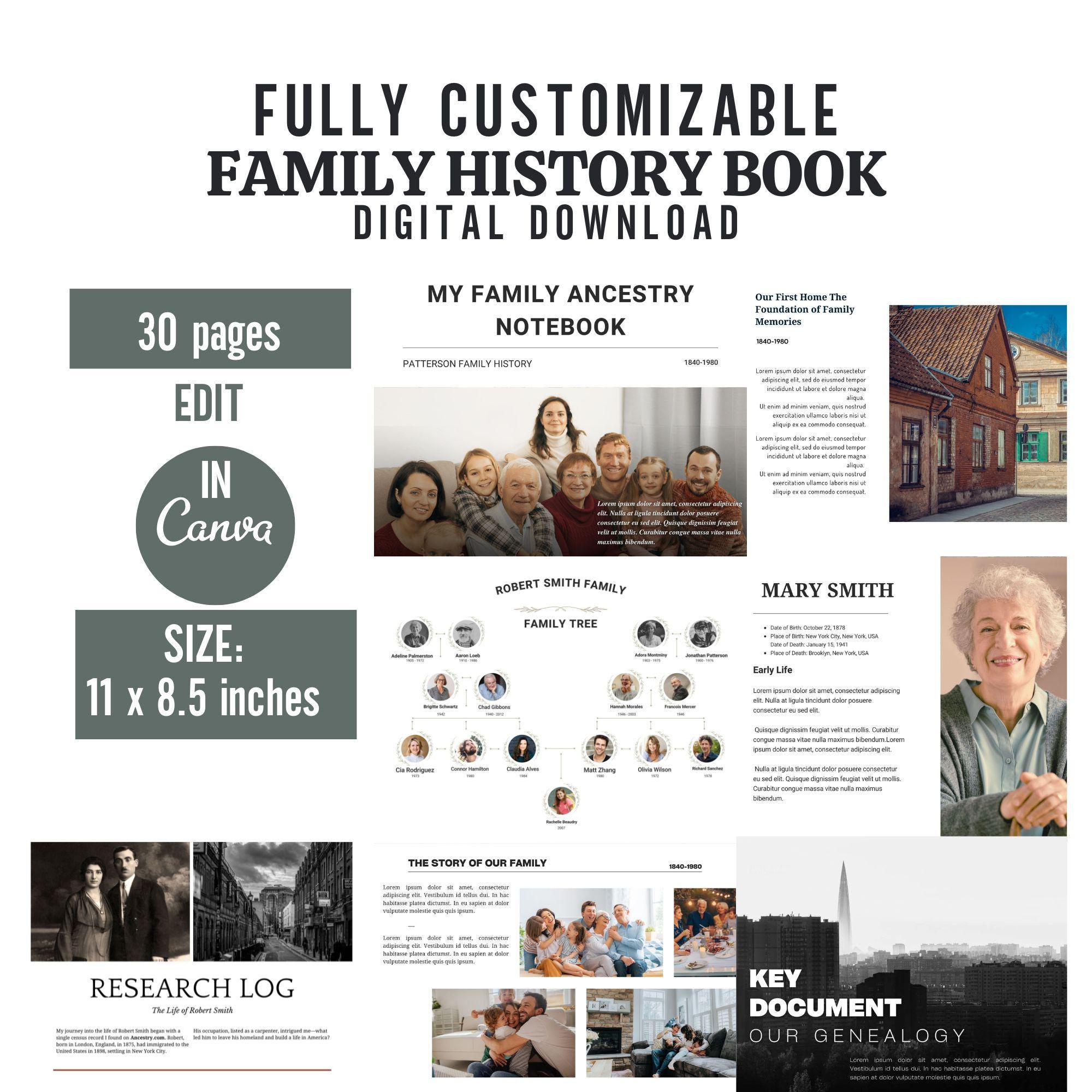 Personalized Ancestry Book Template Family History Book Genealogy ...