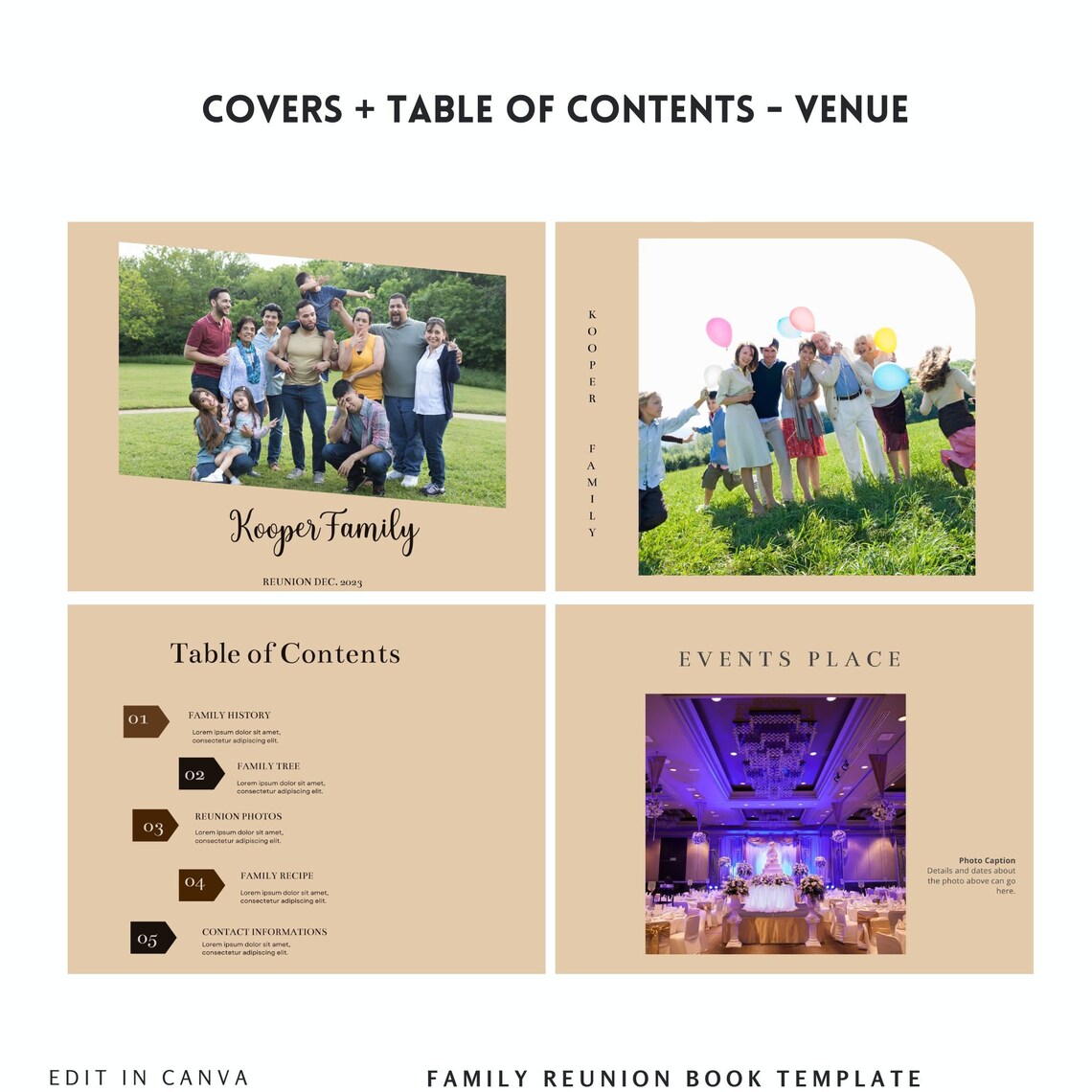 Family Reunion Booklet Template Family Reunion Memory Record Book ...