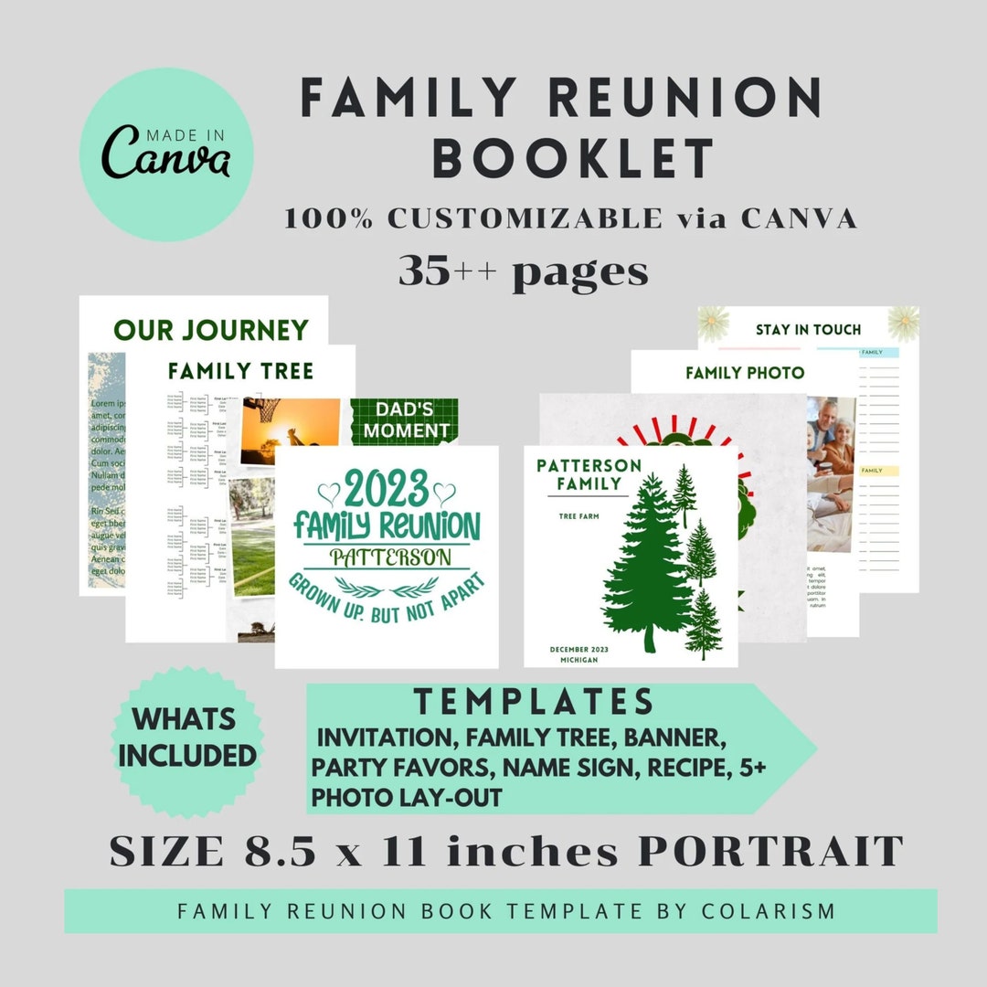 Editable Family Reunion Booklet Family Reunion Ideas Family Reunion ...