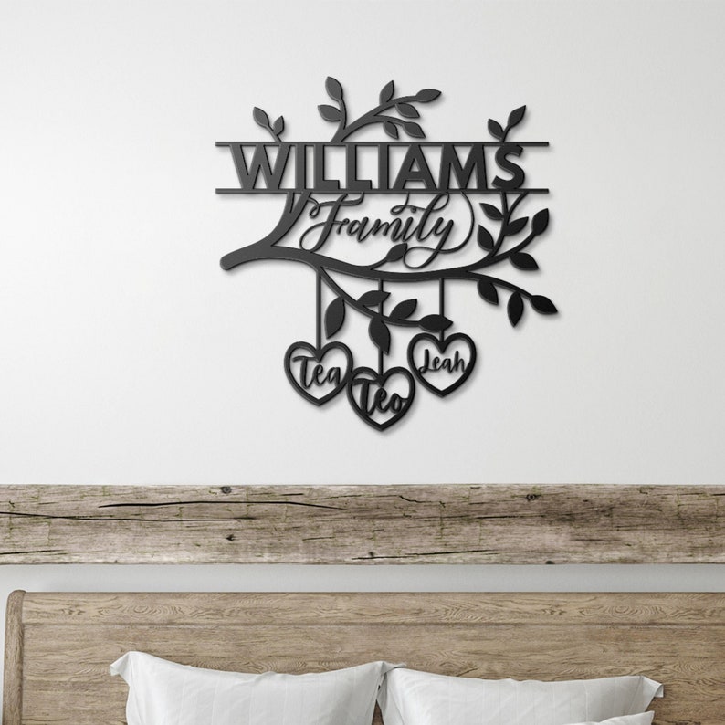 Custom Metal Family Tree Name Sign Wall Art Decor Gift for Housewarming ...