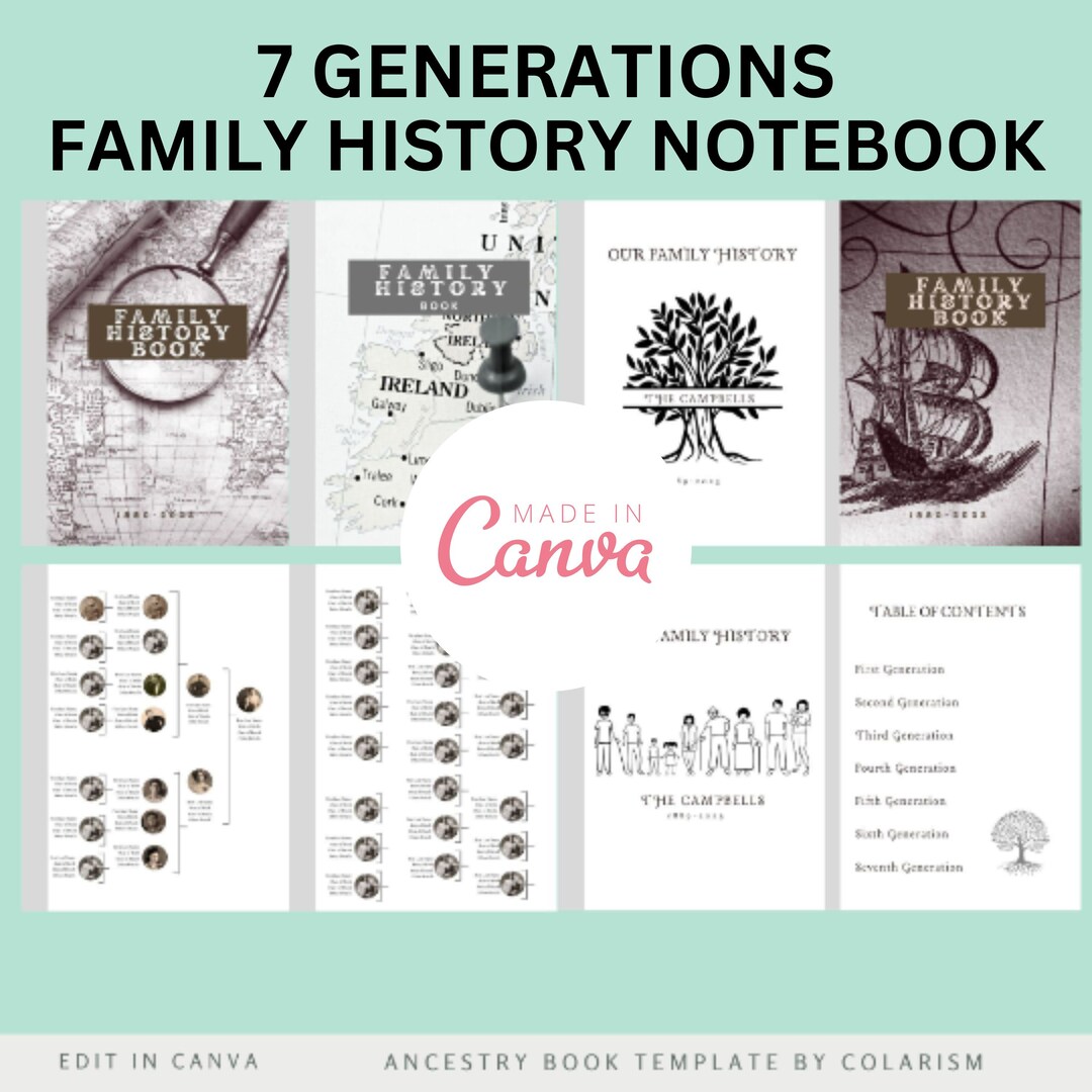 Custom Ancestry Gifts Family History Book Templates Family Ancestry ...