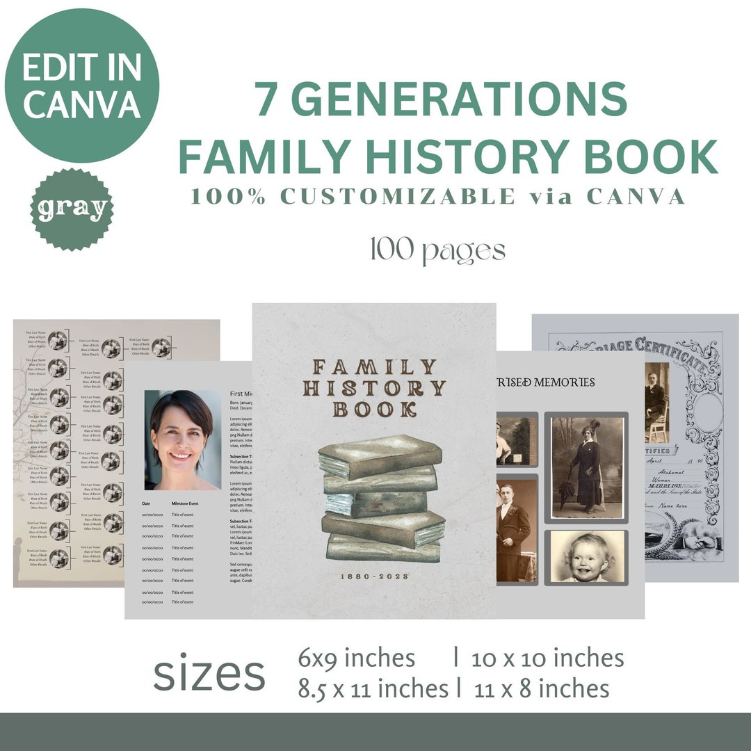 7 Generation Personalized Family History Book Ancestry Family - Etsy