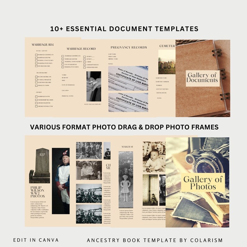 Family Ancestry Editable Book Template Family History Record Book ...